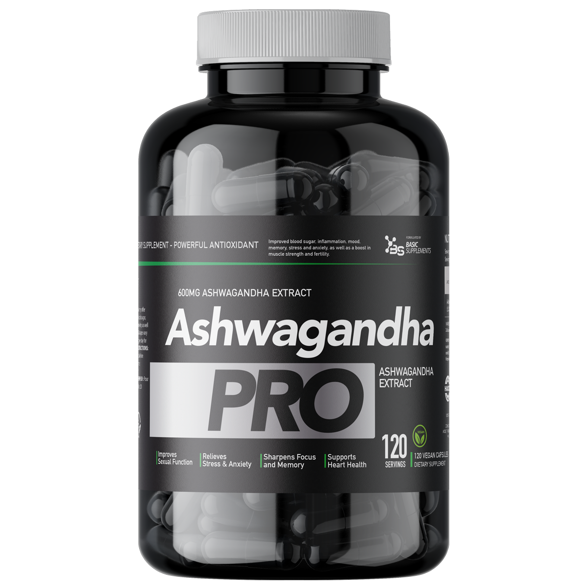Basic Supplements Ashwagandha PRO 120 Kapsula – Ublažavanje Stresa i Jačanje Vitalnosti – Dobrobit